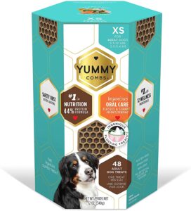 yummy combs dog dental treat - extra small - protein formula - 12oz carton