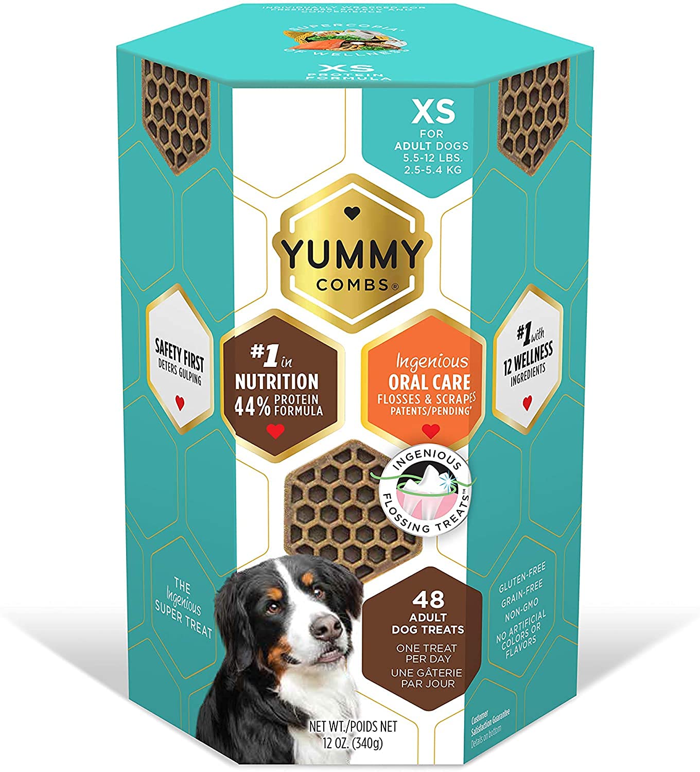 Yummy Combs Dog Dental Treat - Extra Small - Protein Formula - 12oz Carton