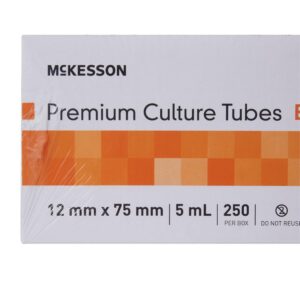 McKesson Glass Culture Tubes - Borosilicate Glass Test Tubes, Chemical Resistant Fire-Polished Rims, 5 mL Volume, 12 x 75 mm, 250 Count