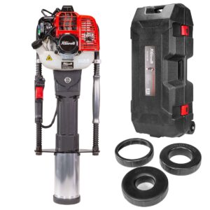 xtremepowerus 38cc gas-powered t post driver fence post driver gasoline piling 4-stroke epa certificated w/rolling case