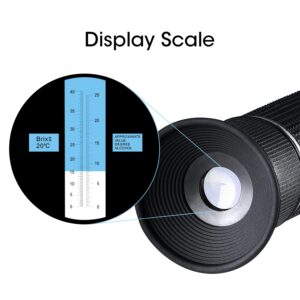 Wine Refractometer for Grape Wine Brewing, Brix Wine Refractometer for Measuring Sugar Content in Original Grape Juice & Predicting Wine Alcohol Degree, Dual Scale of Brix 0-40% and Alcohol 0-25% vol