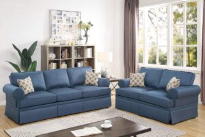 poundex sofas, blue