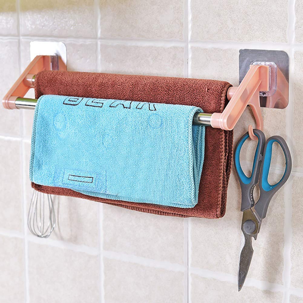 shlutesoy Kitchen Multifunctional Towel Cabinet Rack Hanger Bathroom Double Pole Holder Blue