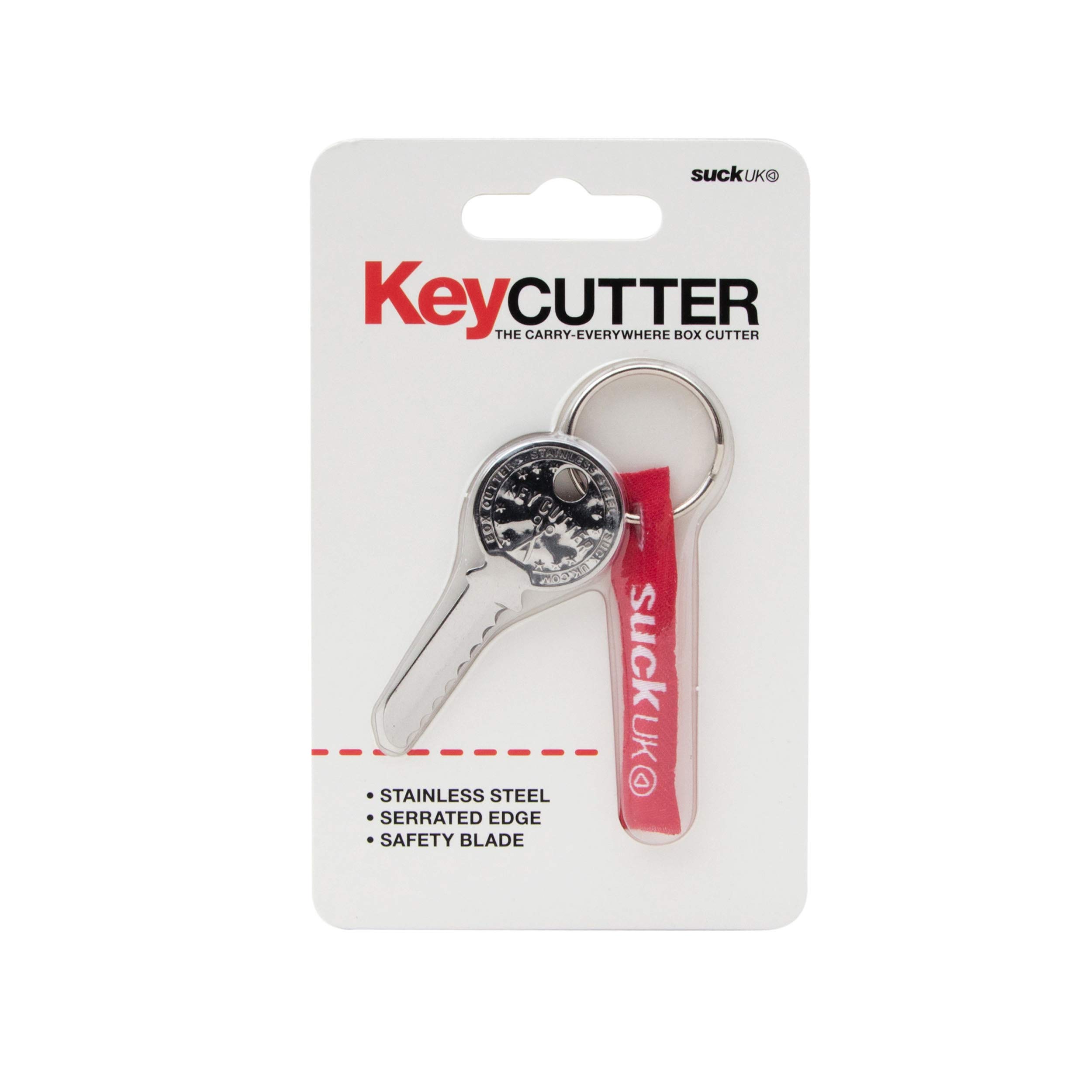 Suck UK Key Ring Box Cutter | Portable Safety Knife | Stainless Steel Cardboard Cutter | Mini Cutter Knife | Safety Knife Cutter Box Opener | Box Knife | Serrated Edge