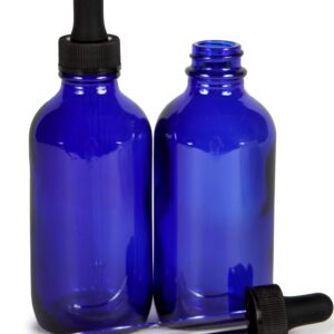 Vivaplex, Cobalt Blue, 4 oz Glass Bottles, with Glass Eye Droppers - 2 pack