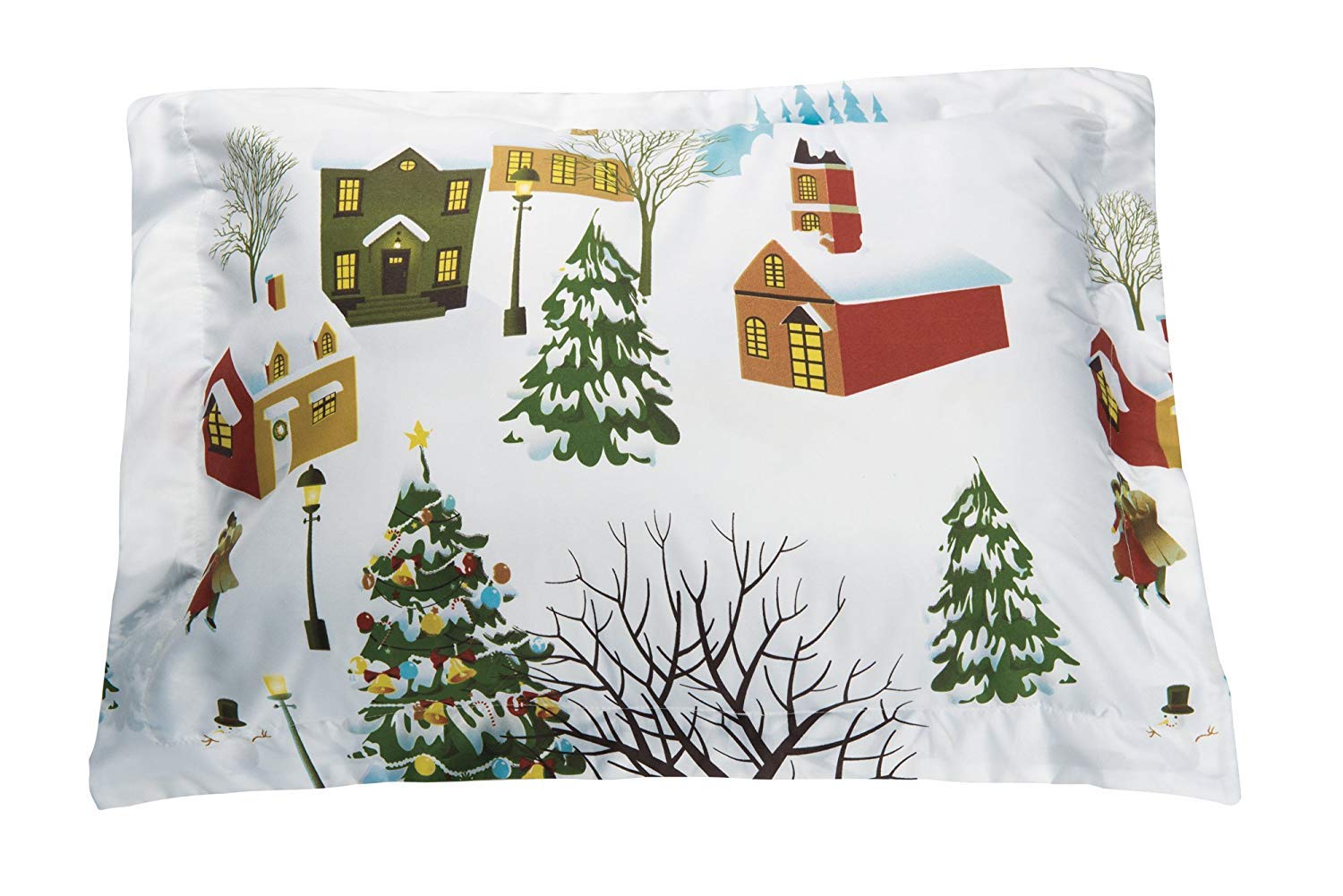 Bits and Pieces - Christmas Village King Duvet Bedding Set - Soft Microfiber Reversible Comforter Cover, Christmas Printed Pattern, Easy-Care with Matching Standard Shams