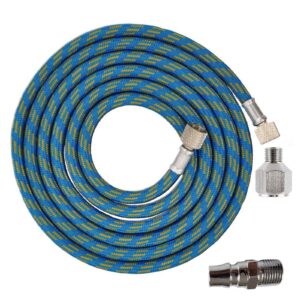 super more 6-ft braided airbrush air hose standard 1/8" - 1/4" adapter suit for airbursh kit 3 in 1