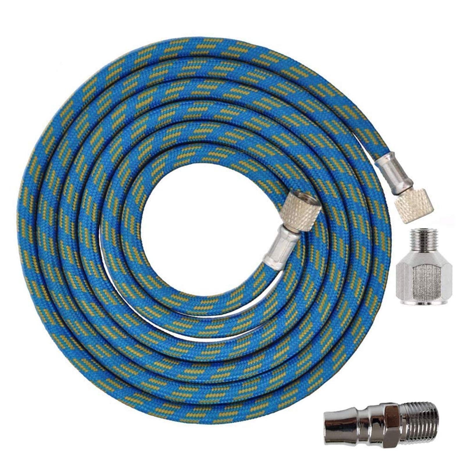 Super More 6-Ft Braided Airbrush Air Hose Standard 1/8" - 1/4" Adapter Suit for Airbursh Kit 3 in 1