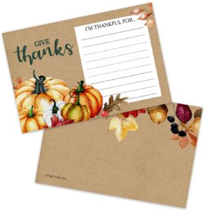 pink pixie studio 40 thanksgiving i am thankful for fill in gratitude cards- plate setting or activity for familes adults & kids - fall autumn leaves pumpkins decorations supplies (4x6 double sided)