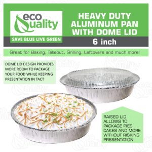 EcoQuality [50 Pack] - 6 Inch Disposable Round Aluminum Foil Take-Out Pans with Plastic Lids Set - Disposable Tin Containers, Perfect for Baking, Cooking, Catering, Cake Pans, Parties, Restaurants