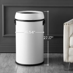 happimess HPM1015B 17.2-Gallon White Open-Top Trash Can with Soft-Close Lid, Modern, Minimalistic, Fingerprint Proof for Home, Kitchen, Laundry Room, Office, Bedroom, Bathroom