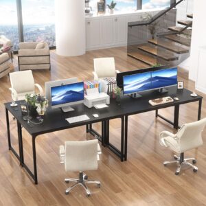 Foxemart Writing Computer Desk Modern Sturdy Office Desk PC Laptop Notebook Study Table for Home Office Workstation, Black