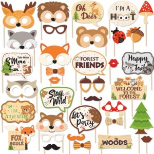 35 pcs woodland animal photo booth props wild one camping forest theme party favors decorations for woodland creatures baby shower birthday party supplies