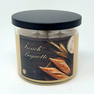 s&m candle factory french baguette candle large 3 wick soy wax candle ~ up to 80 hour burn time ~ warm buttered bread scented candle ~ made in usa (french baguette)