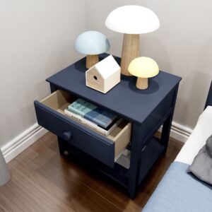 Max & Lily Nightstand with Drawer and Shelf, Blue