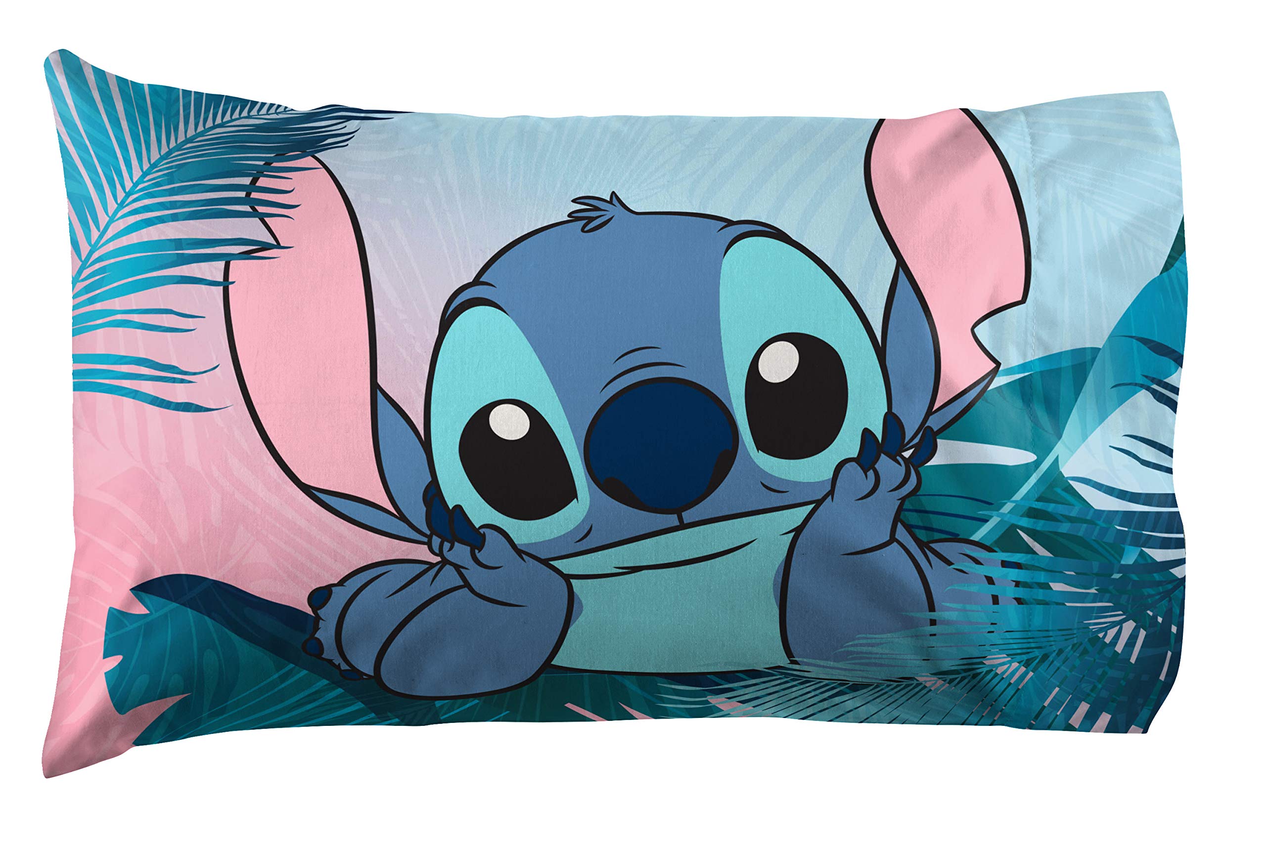 Jay Franco Disney Lilo & Stitch Floral Fun Full Sheet Set - 4 Piece Set Super Soft and Cozy Kid’s Bedding - Fade Resistant Microfiber Sheets (Official Disney Product)