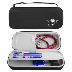 opoway stethoscope carrying case, hard stethoscope case compatible for 3m littmann classic iii, cardiology iv diagnostic, mdf acoustica stethoscopes and other nurse accessories (black)