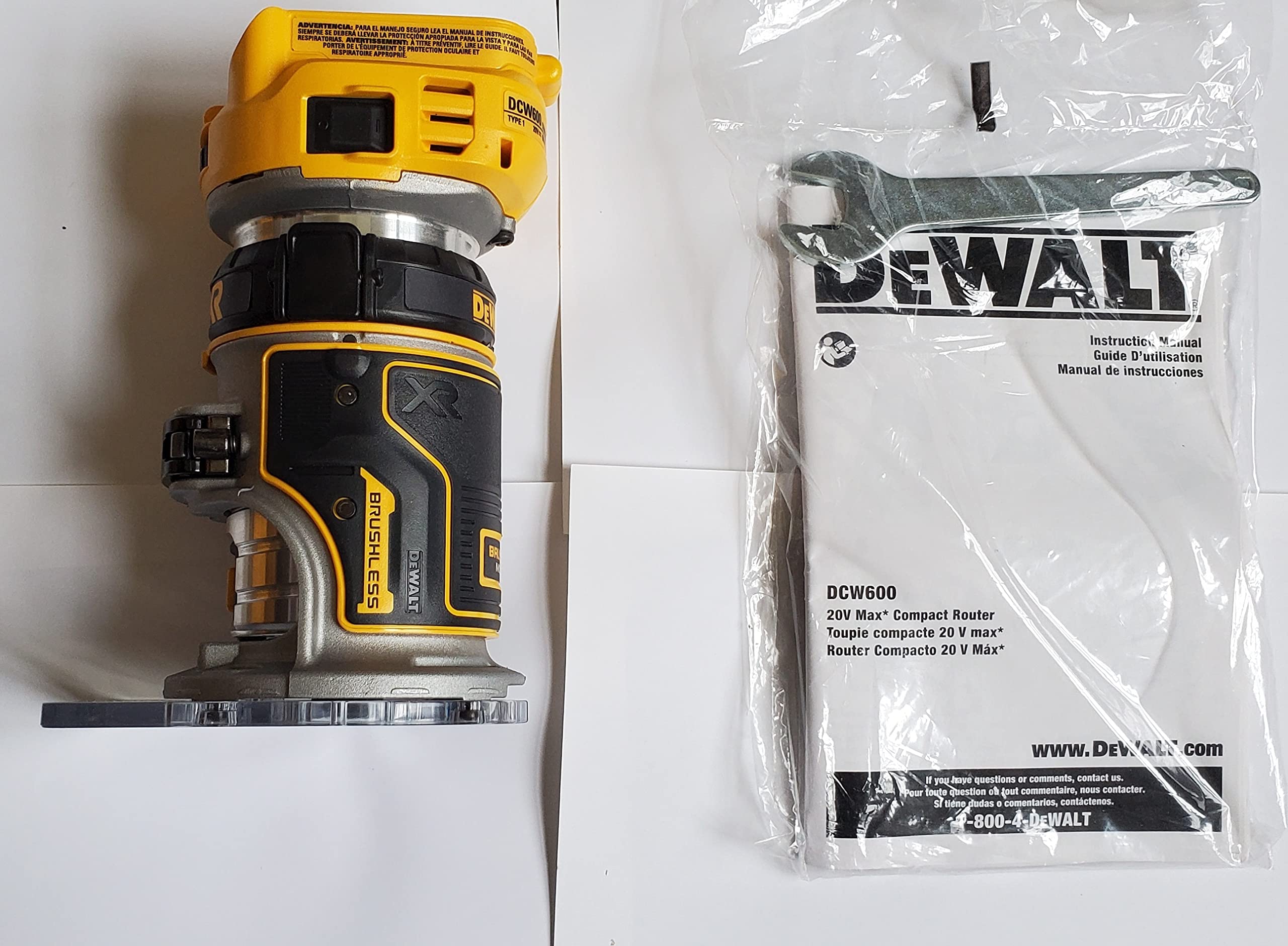 Dewalt DCW600BR 20V MAX XR Brushless Compact Lithium-Ion 1/4 in. Cordless Router (Tool Only) (Renewed)