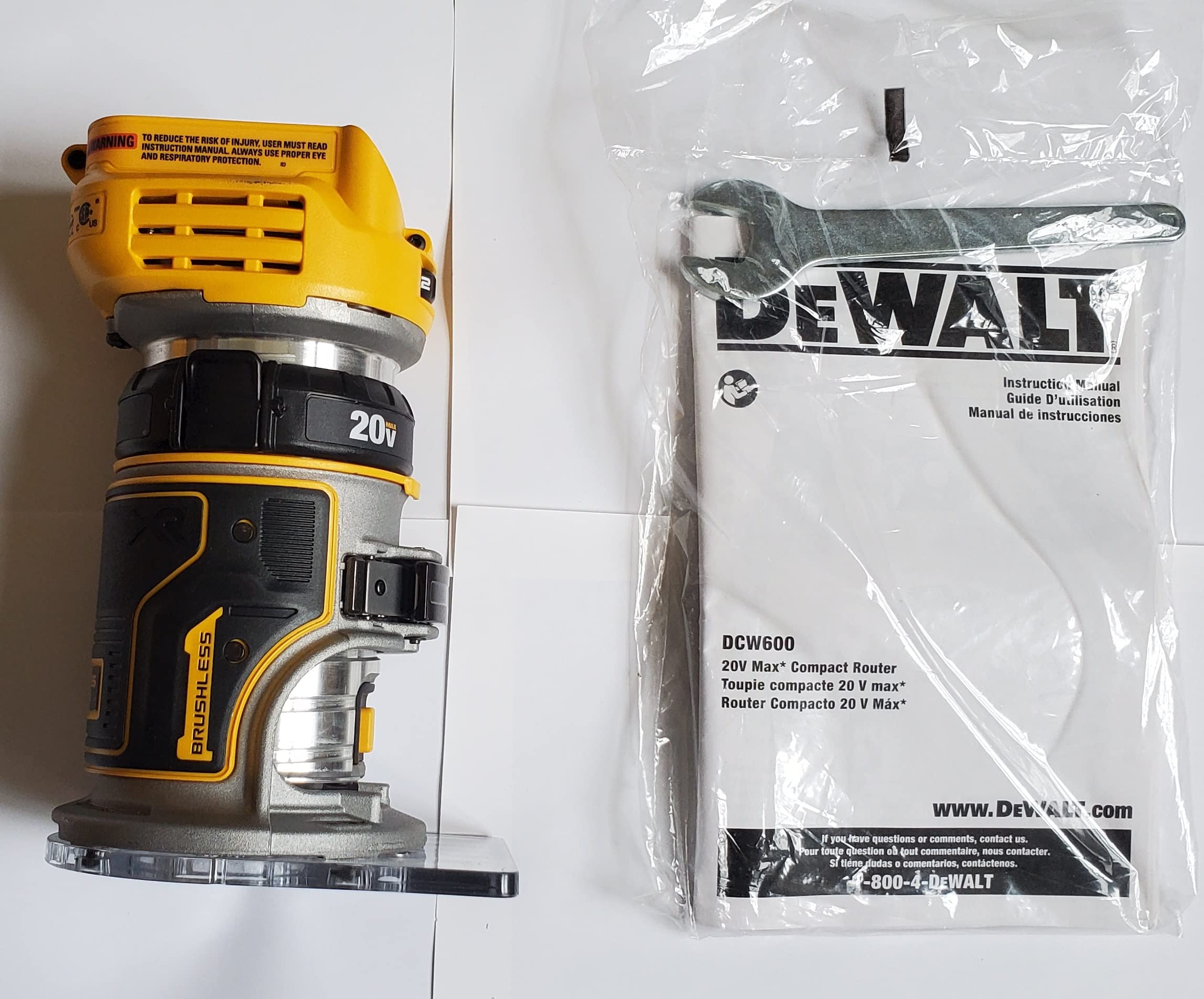 Dewalt DCW600BR 20V MAX XR Brushless Compact Lithium-Ion 1/4 in. Cordless Router (Tool Only) (Renewed)