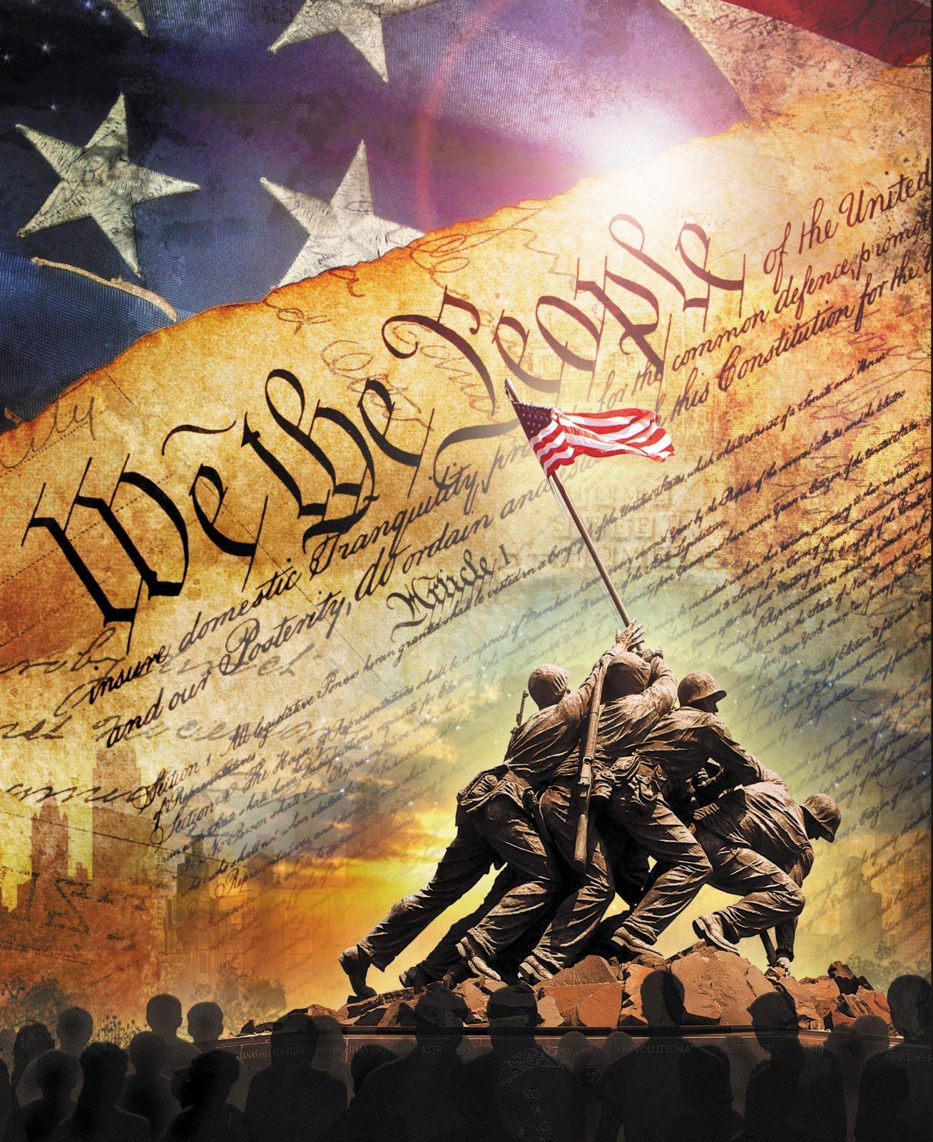 Constitution We The People 36x44 inches Panel Patriotic Design Digitally Printed by David Textiles 100% Cotton Fabric Sold by Panel