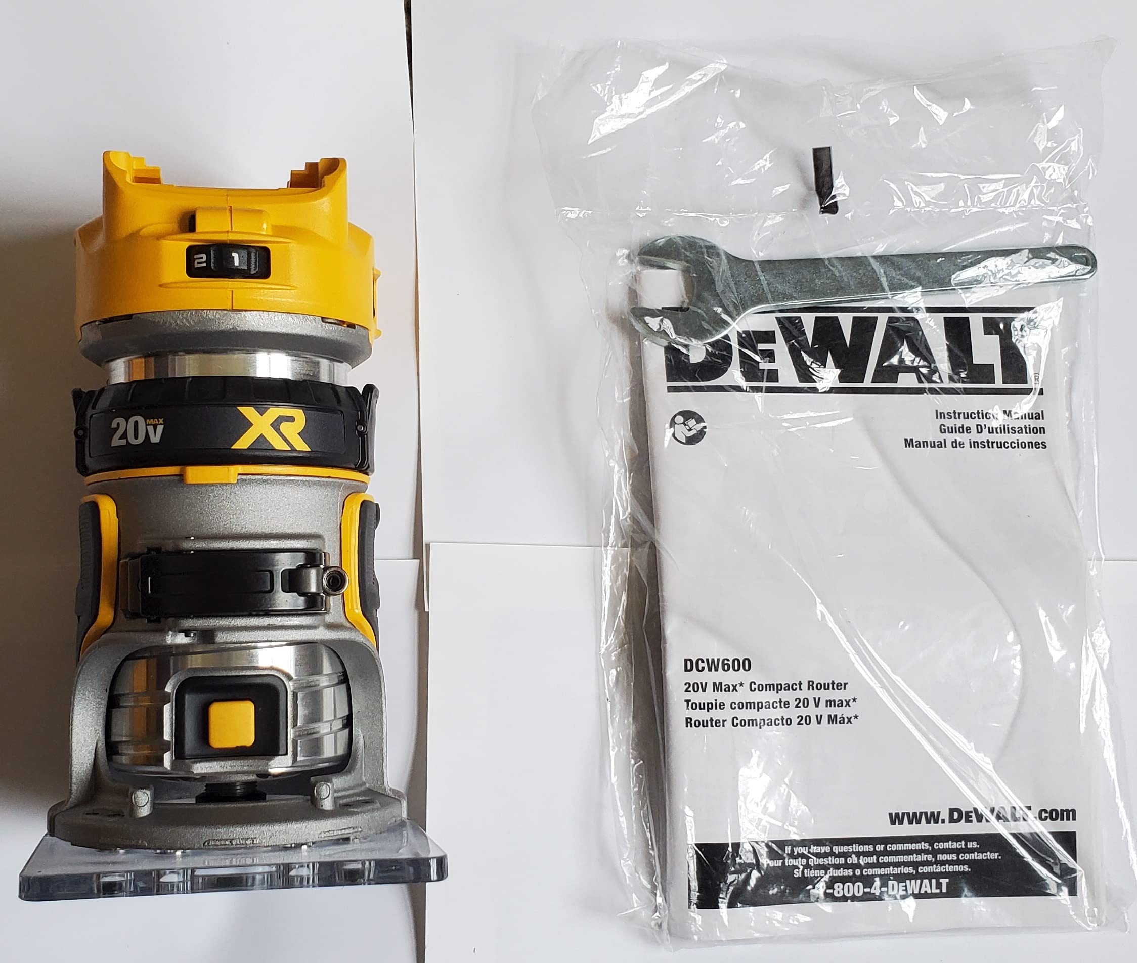 Dewalt DCW600BR 20V MAX XR Brushless Compact Lithium-Ion 1/4 in. Cordless Router (Tool Only) (Renewed)