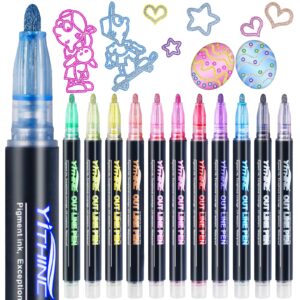 shimmer markers metallic outline pens, 12 glitter markers for tween girls christmas gifts birthday stuff 4-18, stocking stuffers for kids, teen girl gifts trendy stuff, cool art craft supplies kit