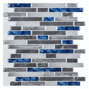 art3d peel & stick brick kitchen backsplash self-adhesive wall tile stone design, 10 sheets, blue marlbe, 30 * 30cm (a17086p10)