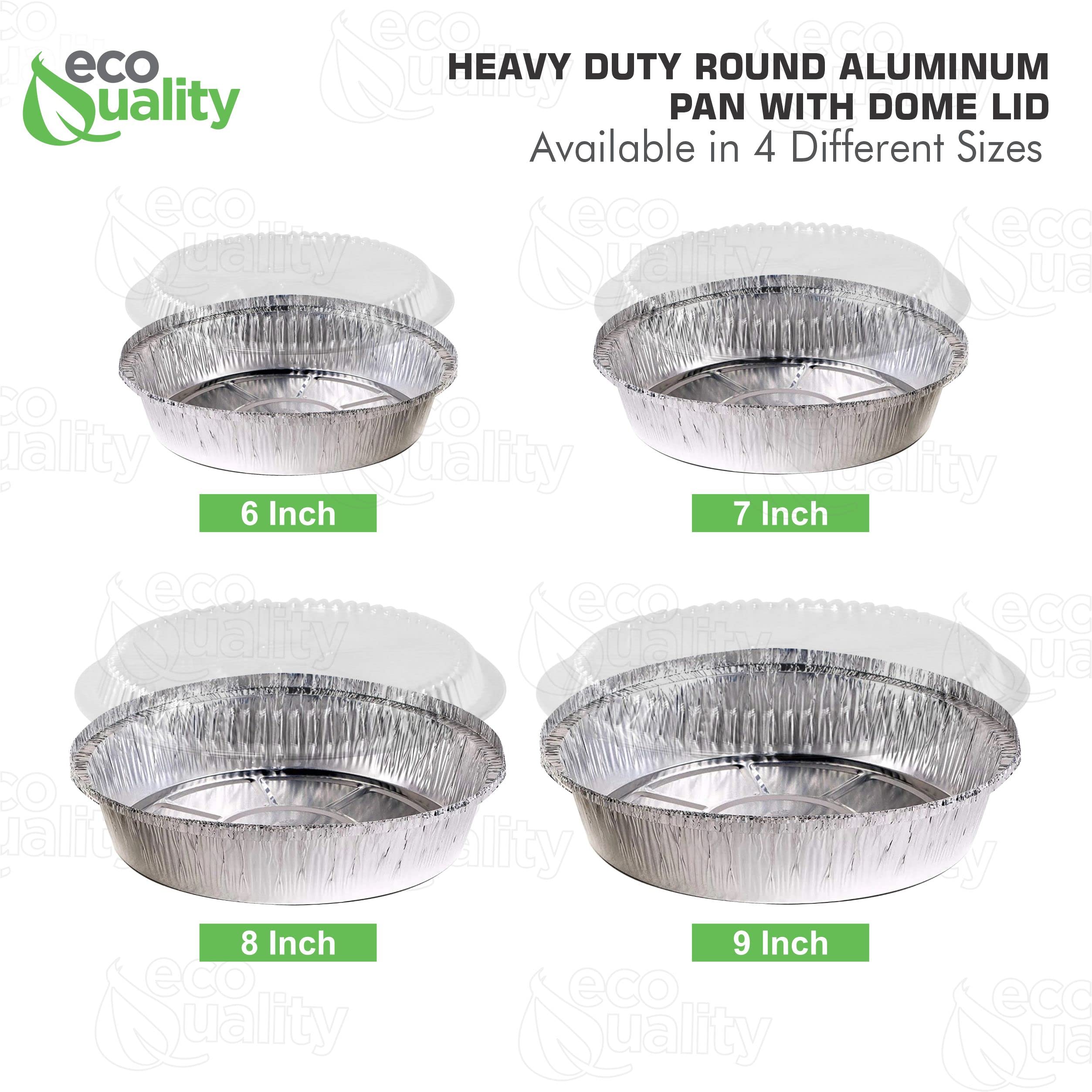 EcoQuality [50 Pack] - 6 Inch Disposable Round Aluminum Foil Take-Out Pans with Plastic Lids Set - Disposable Tin Containers, Perfect for Baking, Cooking, Catering, Cake Pans, Parties, Restaurants