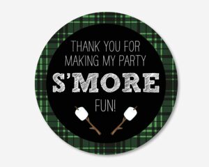 24-2" thanks for making my party s'more fun birthday party favors, baby shower favor stickers, bridal shower labels (#438-2)