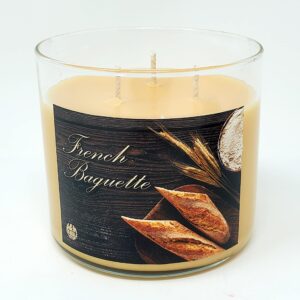 S&M Candle Factory French Baguette Candle Large 3 Wick Soy Wax Candle ~ Up to 80 Hour Burn Time ~ Warm Buttered Bread Scented Candle ~ Made in USA (French Baguette)