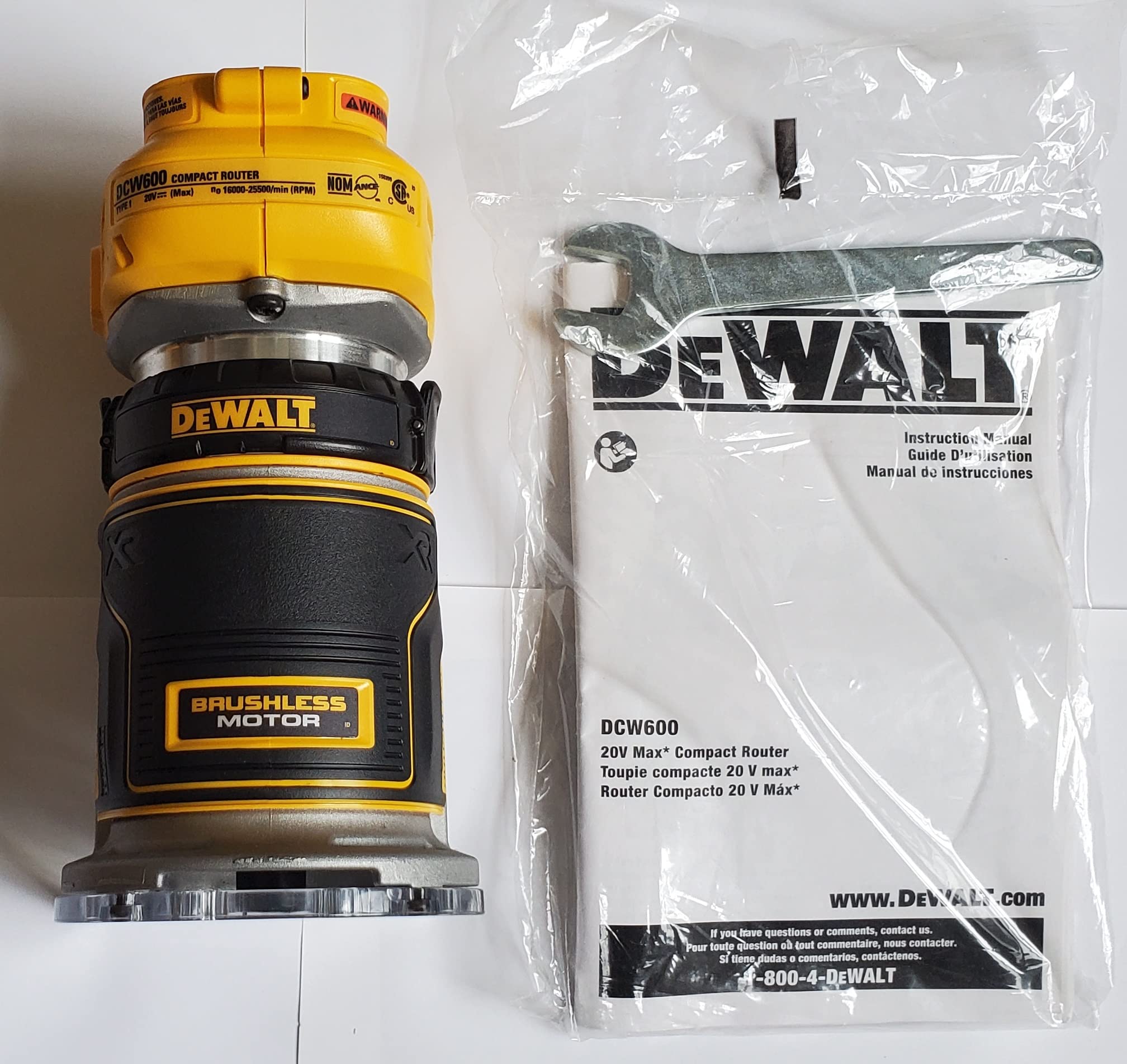 Dewalt DCW600BR 20V MAX XR Brushless Compact Lithium-Ion 1/4 in. Cordless Router (Tool Only) (Renewed)