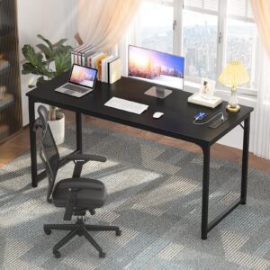 Foxemart Writing Computer Desk Modern Sturdy Office Desk PC Laptop Notebook Study Table for Home Office Workstation, Black