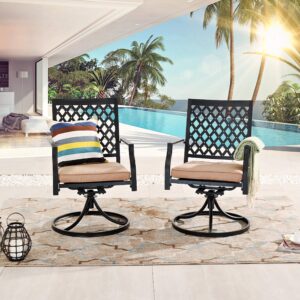 lokatse home outdoor patio dinning swivel chairs rocker set of 2 metal for garden backyard furniture, 2, beige