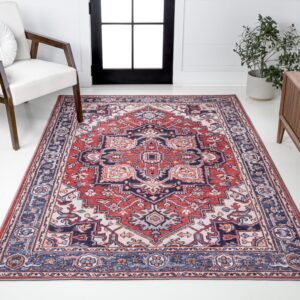 JONATHAN Y WSH105A-8 Cirali Ornate Large Medallion Machine Washable Indoor Bohemian Transitional Area Rug,High Traffic,Kitchen,Living Room,Backyard,Non Shedding,8 X 10,Red/Navy