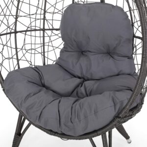 GDFStudio Valerie Outdoor Wicker Swing Chair with Cushion, Gray and Dark Gray