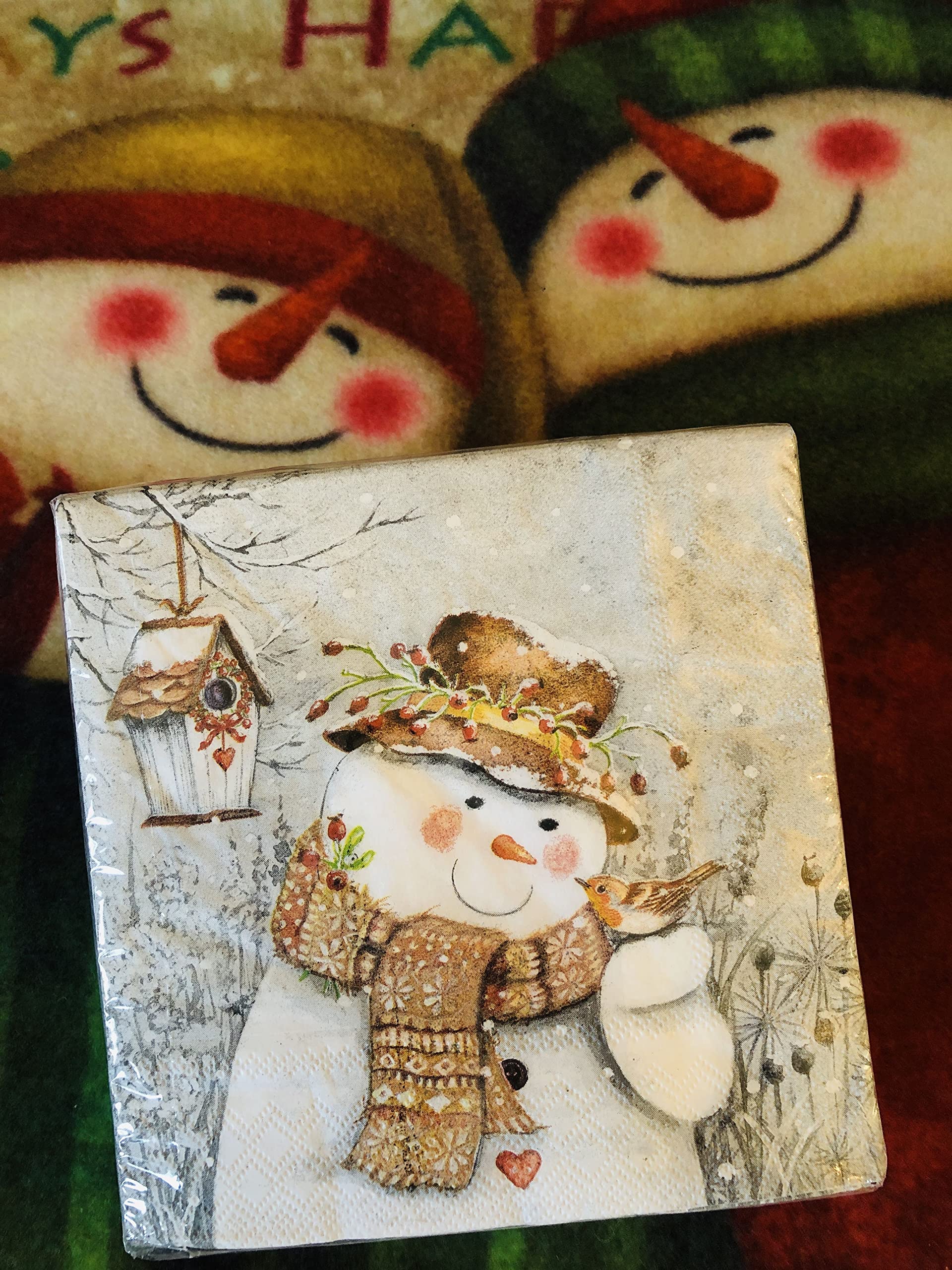 20-ct 13x13 Christmas Napkins with Snowman Napkins Christmas Paper Napkins Christmas Napkins Paper Christmas Cocktail Napkins Thanksgiving Napkins Decorative Decoupage Bird Winter Napkins