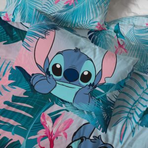 Jay Franco Disney Lilo & Stitch Floral Fun Queen Sheet Set - 4 Piece Set Super Soft and Cozy Kid’s Bedding - Fade Resistant Microfiber Sheets (Official Disney Product)