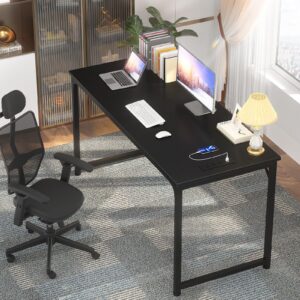 Foxemart Writing Computer Desk Modern Sturdy Office Desk PC Laptop Notebook Study Table for Home Office Workstation, Black