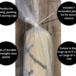 Rug Storage Bag and Zip Tie - NO Vent Holes - Heavy Duty - Giant Size Fits Rugs up to 9'x12' - Protects Rolled Rugs for Moving or Storage