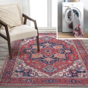 JONATHAN Y WSH105A-8 Cirali Ornate Large Medallion Machine Washable Indoor Bohemian Transitional Area Rug,High Traffic,Kitchen,Living Room,Backyard,Non Shedding,8 X 10,Red/Navy