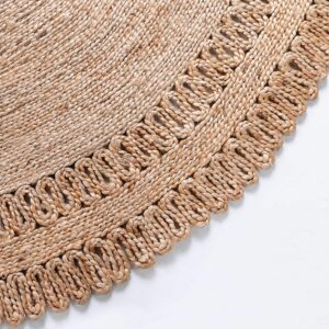 Unique Loom Braided Jute Collection Classic Quality Made Natural Hand Woven With Circle Swirl Details Area Rug, 4' 0 x 4' 0 Round