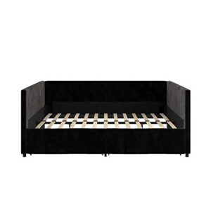 DHP Theo Daybed with Storage Drawers, Full, Black Velvet