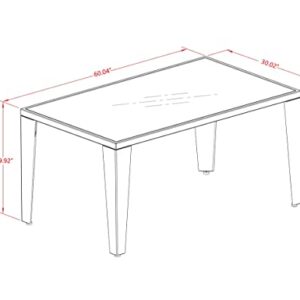 East West Furniture GUOS5-03A 5 Piece Outdoor Patio Conversation Sets Includes a Rectangle Wicker Dining Table with Glass Top and 4 Balcony Backyard Armchair with Cushion, 36x60 Inch, Natural Linen