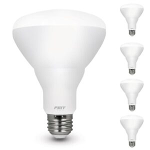 feit electric br30 led light bulb, 65w equivalent, dimmable, 650 lumens, e26 standard base, 5000k daylight, 90 cri, recessed can light bulbs, 22 year lifetime, br30dm/950ca/4, 4 pack