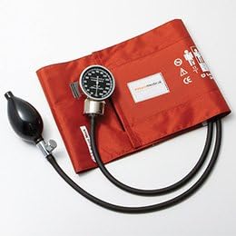 mckesson deluxe pocket aneroid sphygmomanometer, blood pressure with cuff, orange, adult large, 1 count