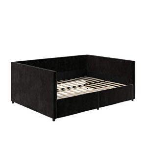 DHP Theo Daybed with Storage Drawers, Full, Black Velvet