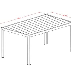 East West Furniture JUOS5-03A 5 Piece Patio Furniture Sets Wicker Outdoor Set Includes a Rectangle Dining Table with Glass Top and 4 Balcony Armchair with Cushion, 36x60 Inch, Natural Linen