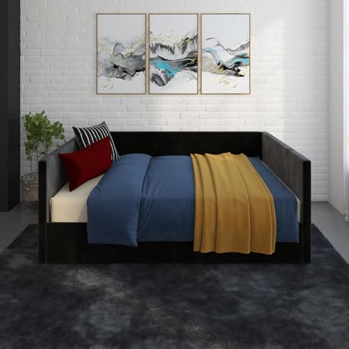 DHP Theo Daybed with Storage Drawers, Full, Black Velvet