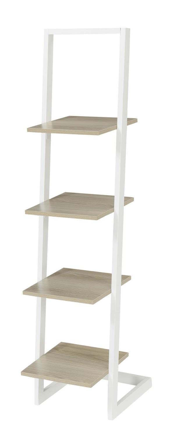 Convenience Concepts Designs2Go 4 Tier Ladder Bookshelf, Ice White / White