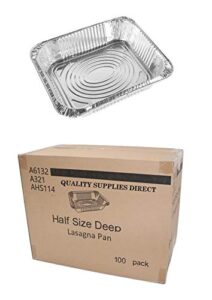 quality supplies direct - aluminum pans 9 x 13 disposable foil pans 1 box (100 box) half size deep steam table pans, economy value - tin foil pans great for cooking, heating, storing and food prepping